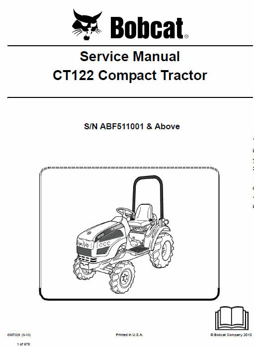 Bobcat CT122 Compact Tractor Service Manual Workshop Guide – ManualBull