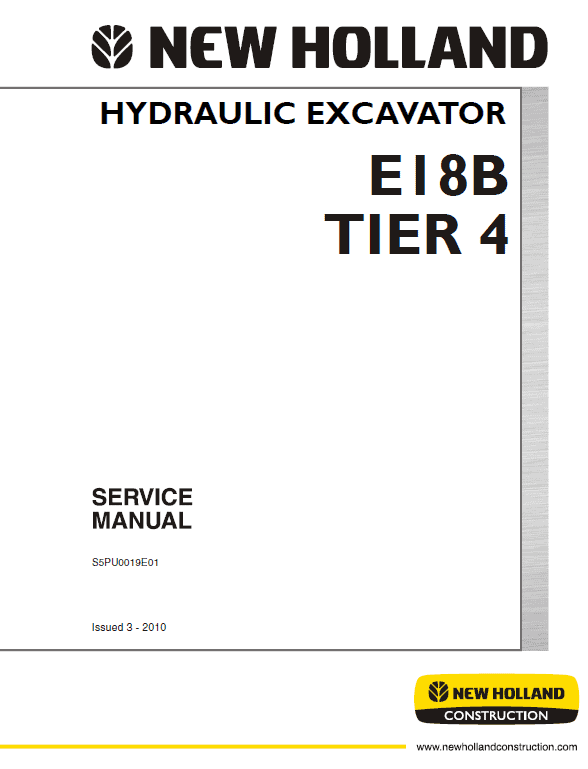 New Holland E18B Tier 4 Hydraulic Excavator Service Manual Workshop Gu ...